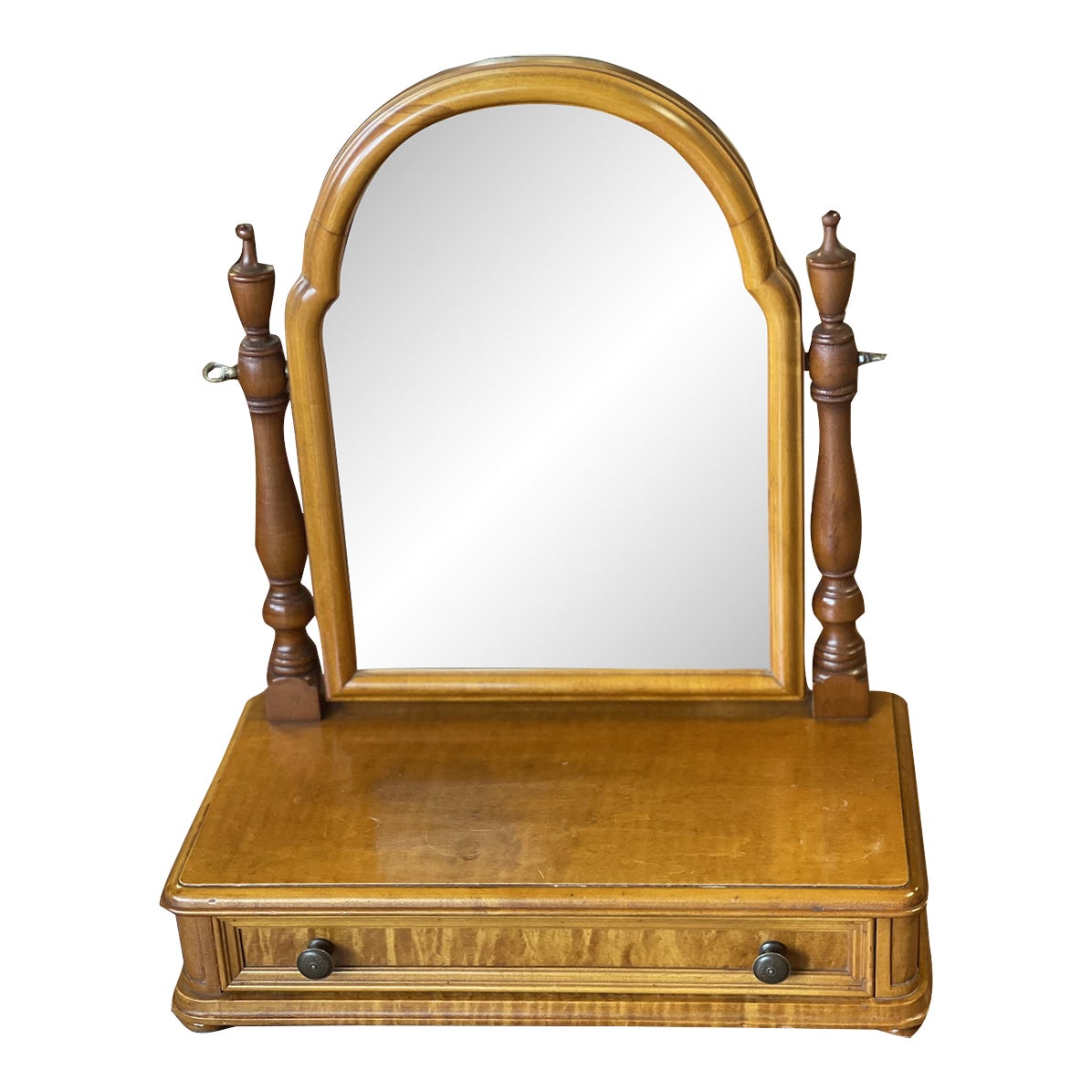1920's Maple Shaving Mirror Vanity | Chairish