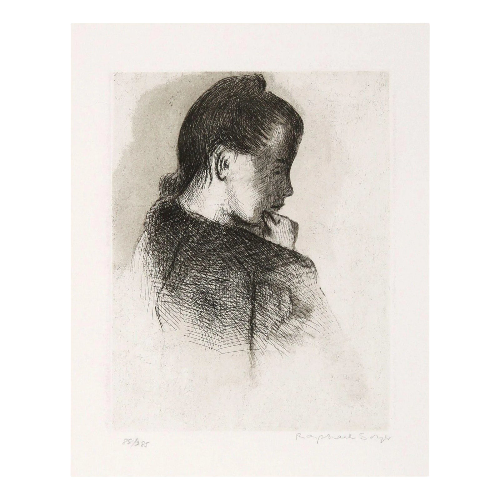 Raphael Soyer Etching - Portrait of a Girl | Chairish