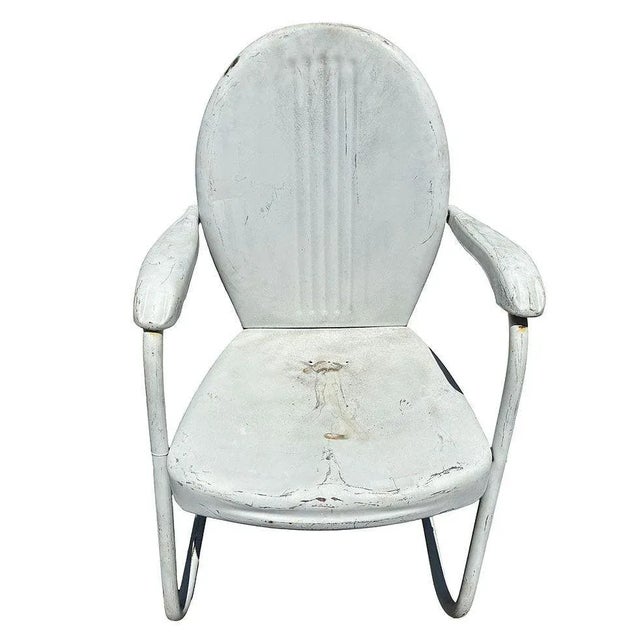 Mid-Century Steel Streamline Springer Patio Outdoor Lounge Chairs - A ...