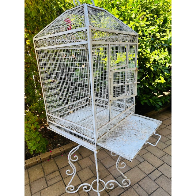 Vintage French Metal Bird Cage | Chairish