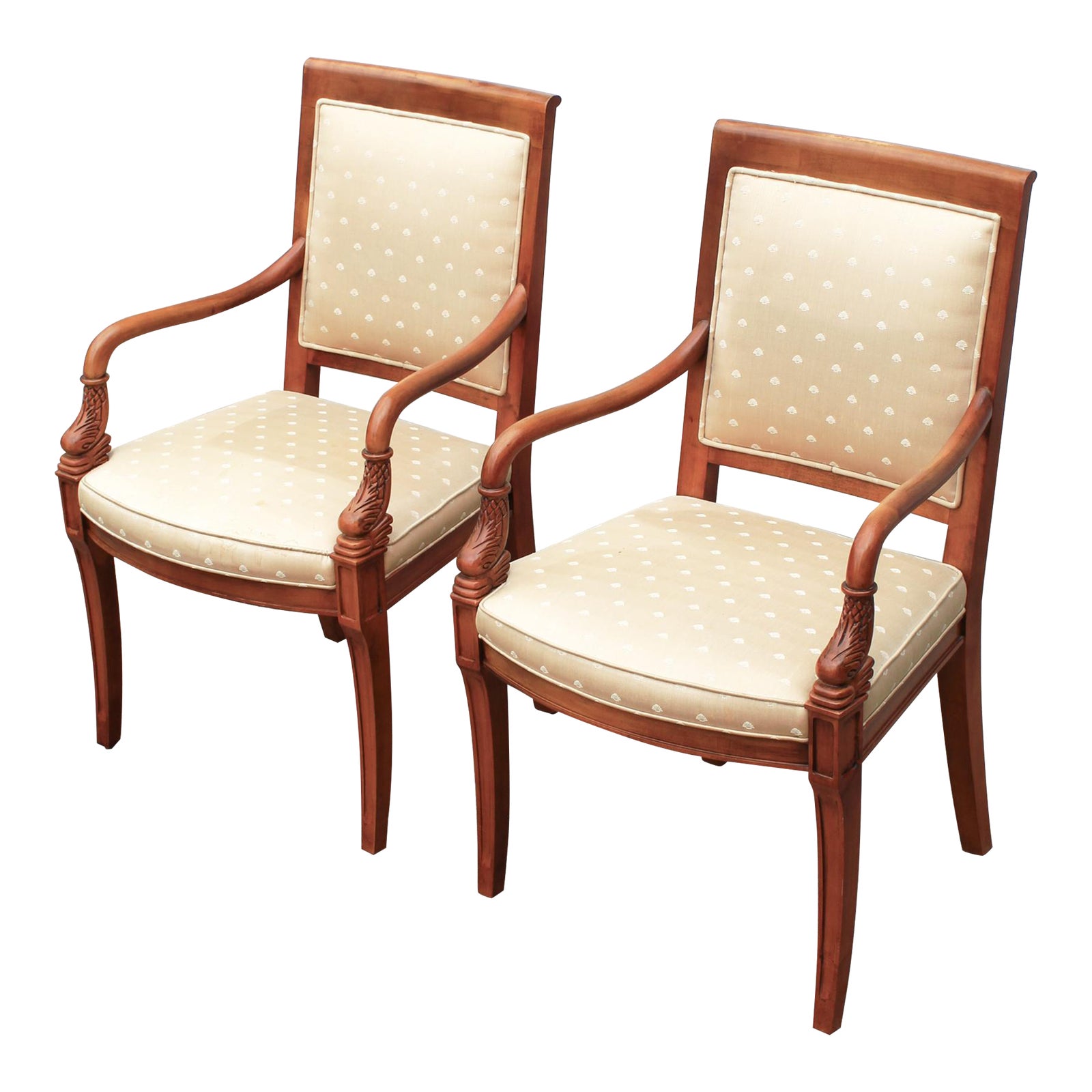 1980s Century Furniture Capuan Arm Chairs With Serpent Dolphin Carvings ...