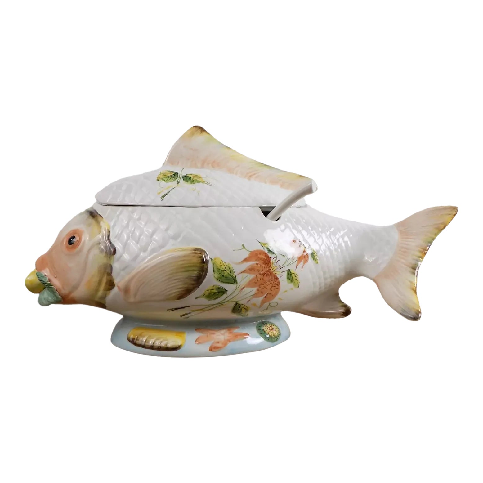 Vintage Italian Ceramic Fish Tureen With Lid Spoon Not Available | Chairish