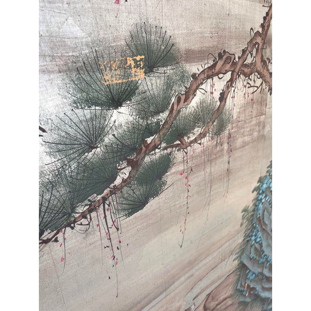 Six-Panel Polyptych Antique Asian “Waterfall” Landscape | Chairish