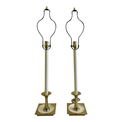 white candlestick table lamp