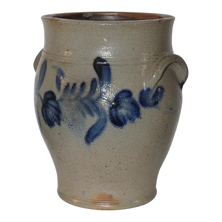 19thc Decorated Stone Ware Crock | Chairish
