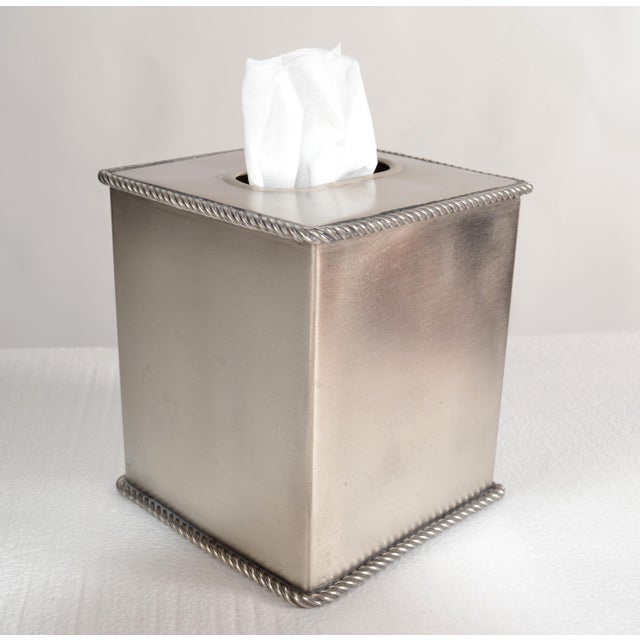 1970s Bohemian Hand Embossed Stainless Steel Tissue Box Cover Veratex ...