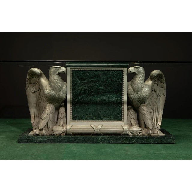 Late 19th Century English Metal and Marble Double-Eagle Table | Chairish