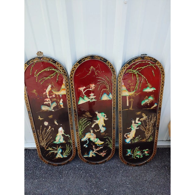 Asian Oriental Wall Plaques - Set of 3 | Chairish