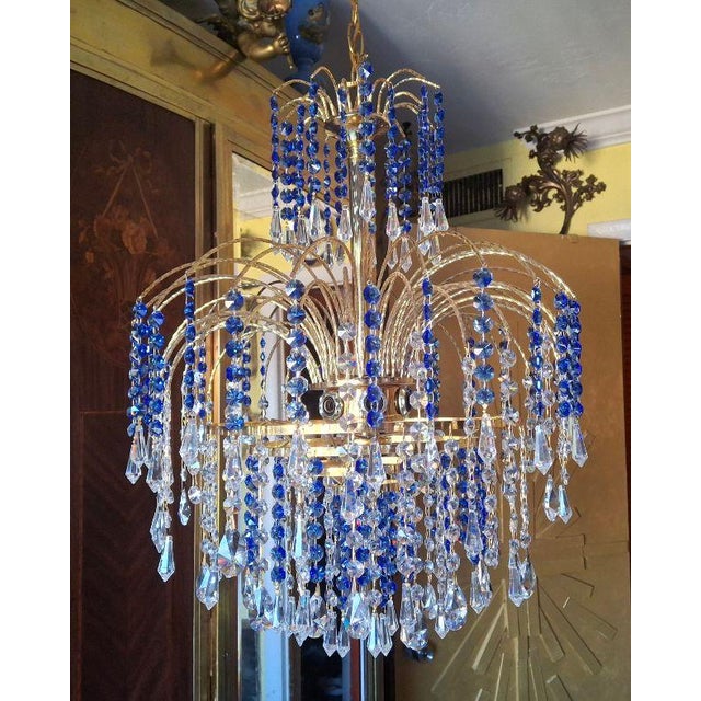 1960's Hollywood Regency Sapphire Blue & Clear Cut Austrian Crystal ...