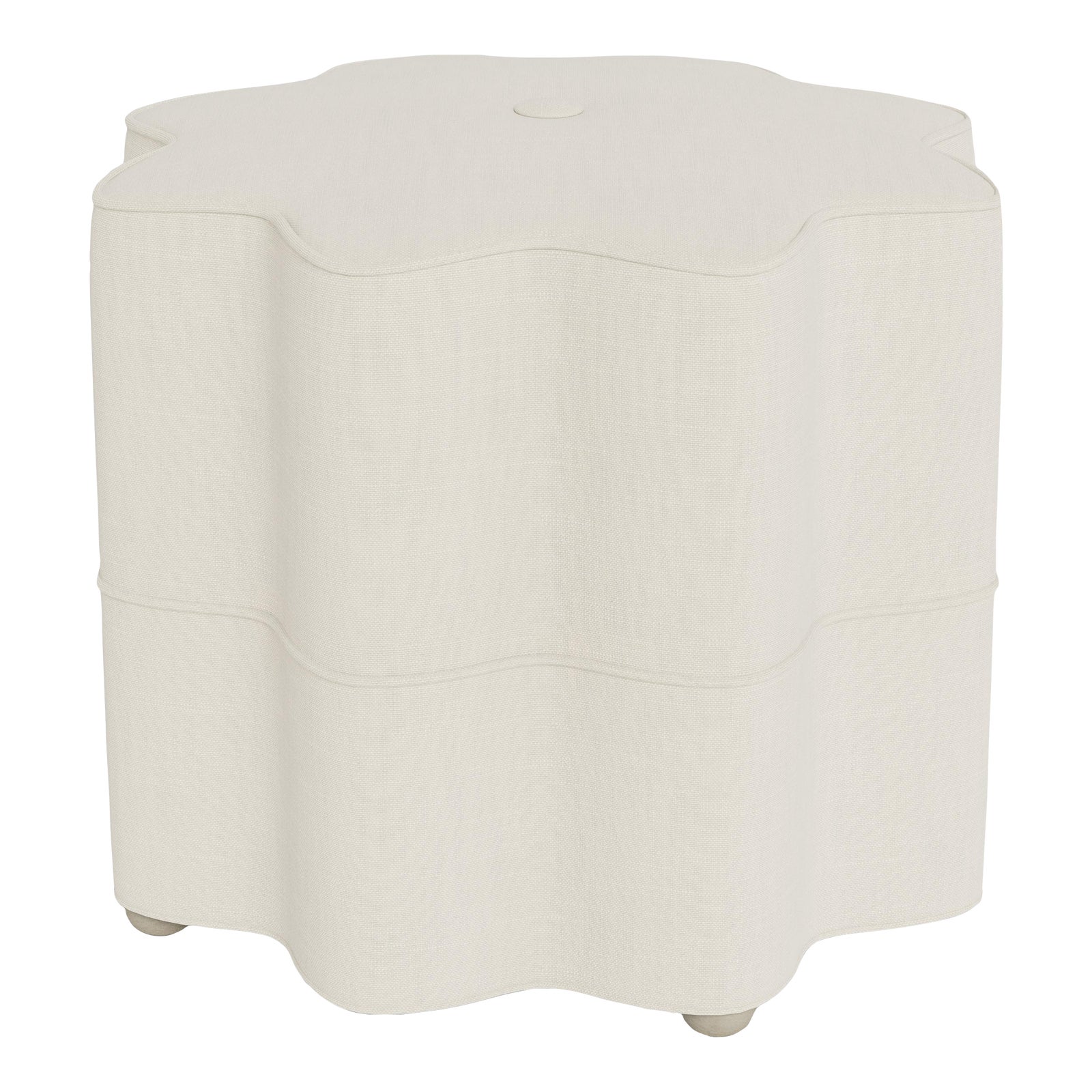 Stella Stool Grade B in Cream Linen in Alpine White Feet | Chairish
