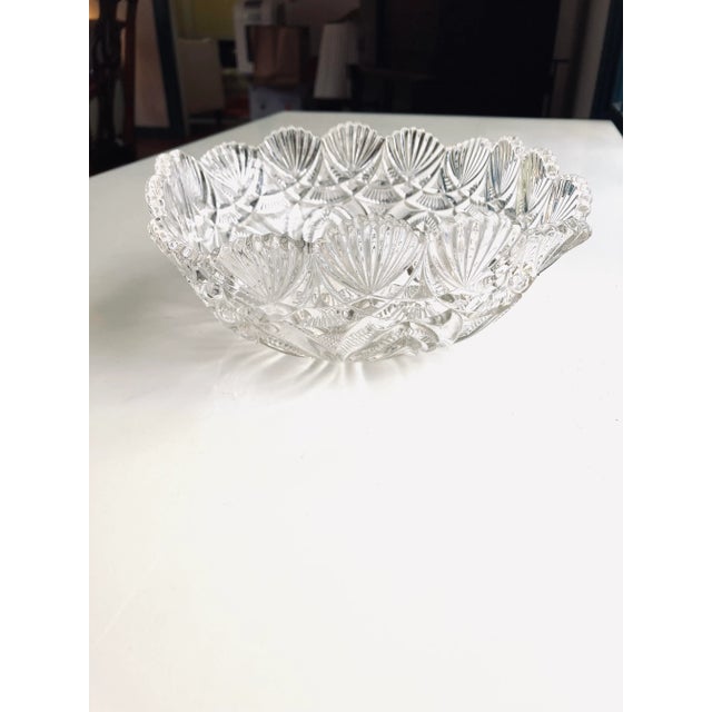 Vintage Cut Glass Shell Edge Square Bowl | Chairish