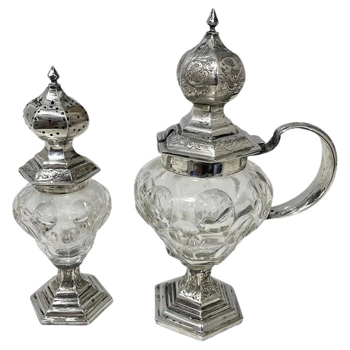 19th Century Dutch Crystal with Silver Set by Jacobus Van Vorst ...