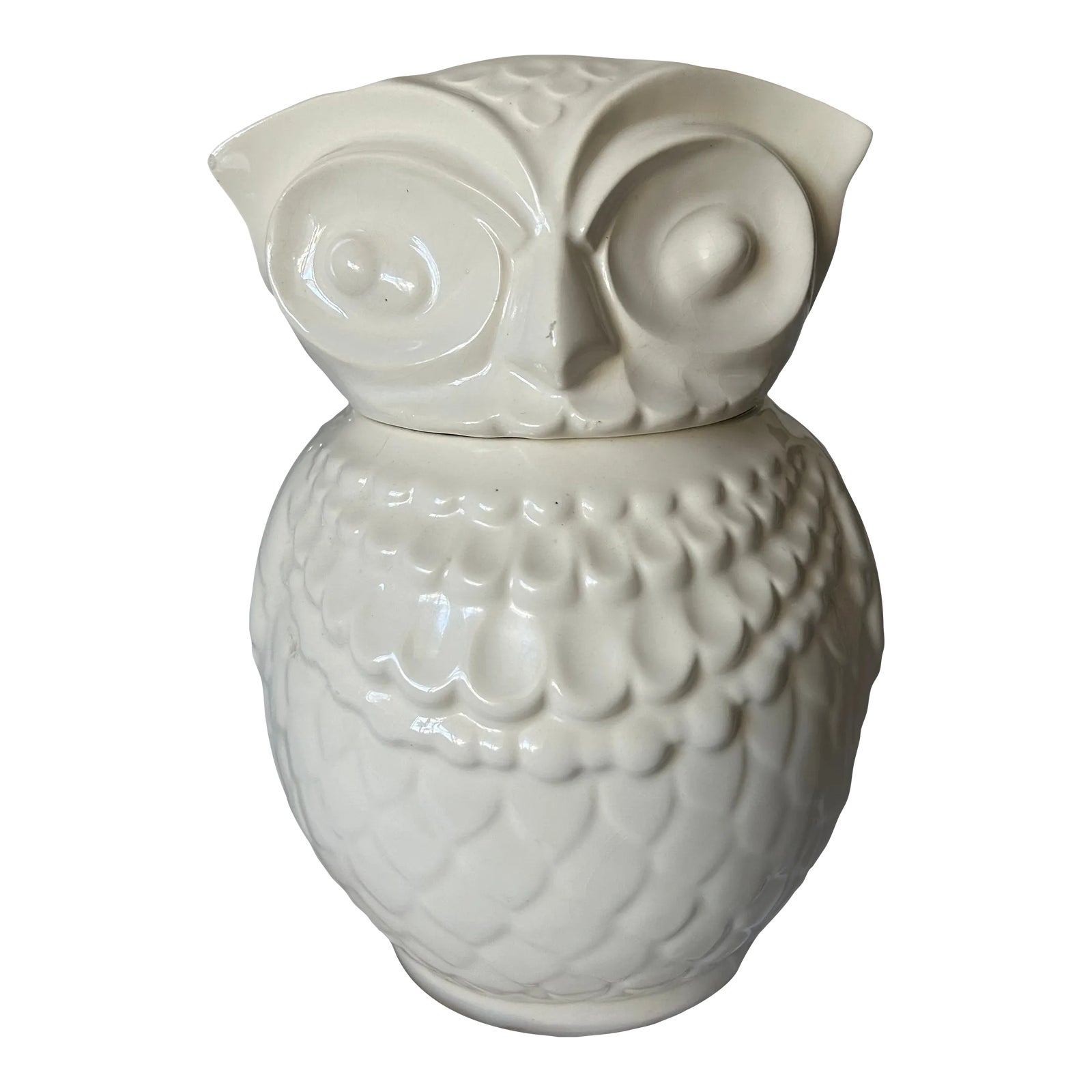 1940s Boho Chic Bisque Owl Cookie Jar Attributed to McCoy | Chairish