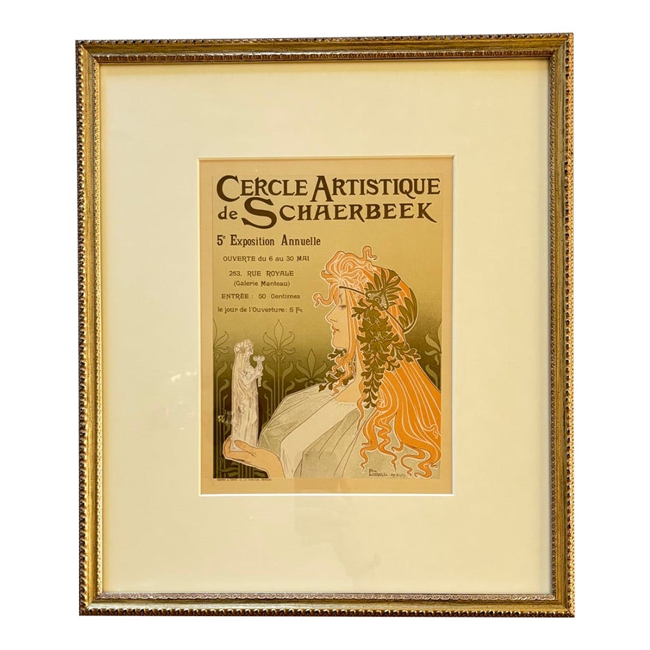 Original Lithograph “Cercle Artistique De Schaerbeek” by Alphonse Mucha ...