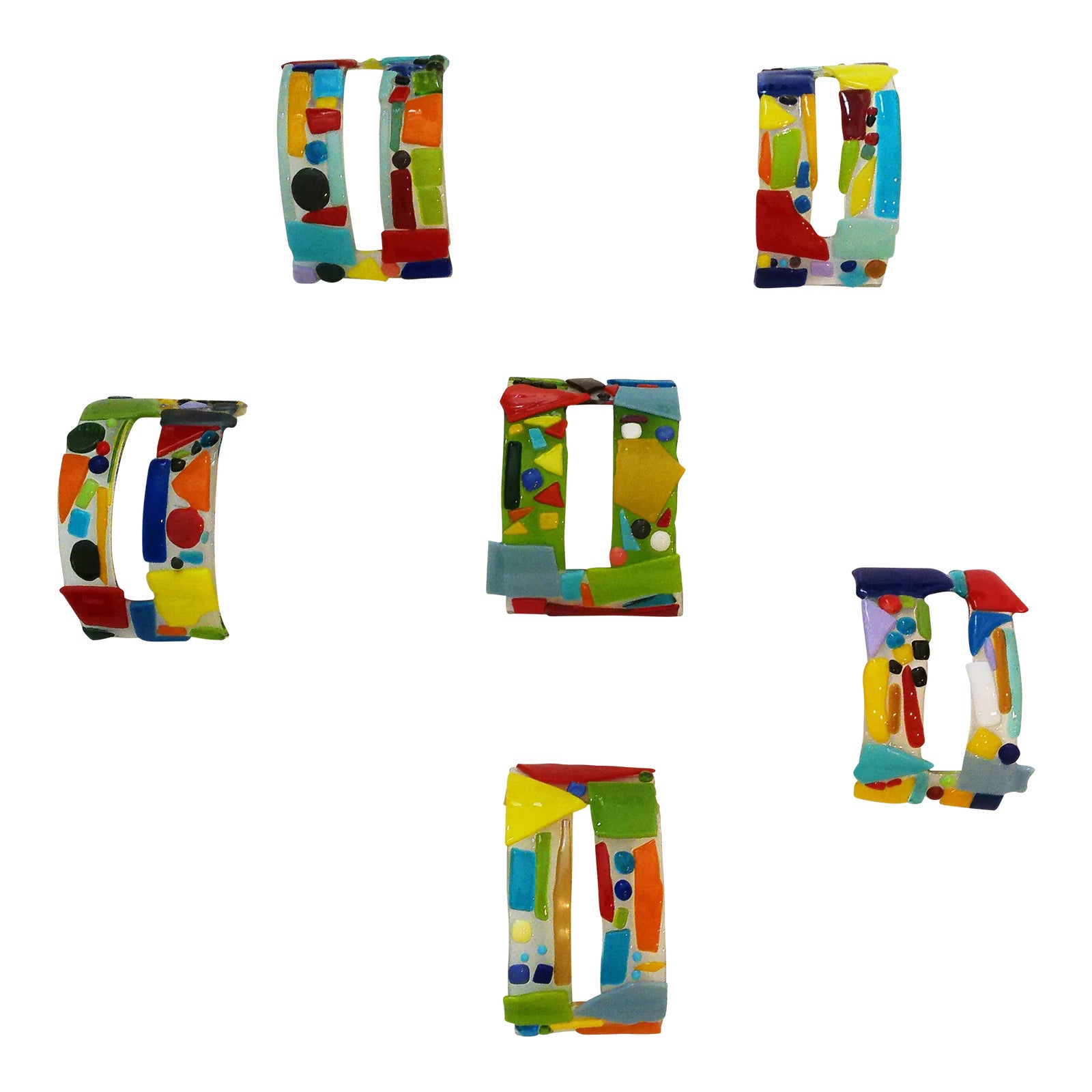 1980s Fused Art Glass Wall Objects, 6 Pcs | Chairish