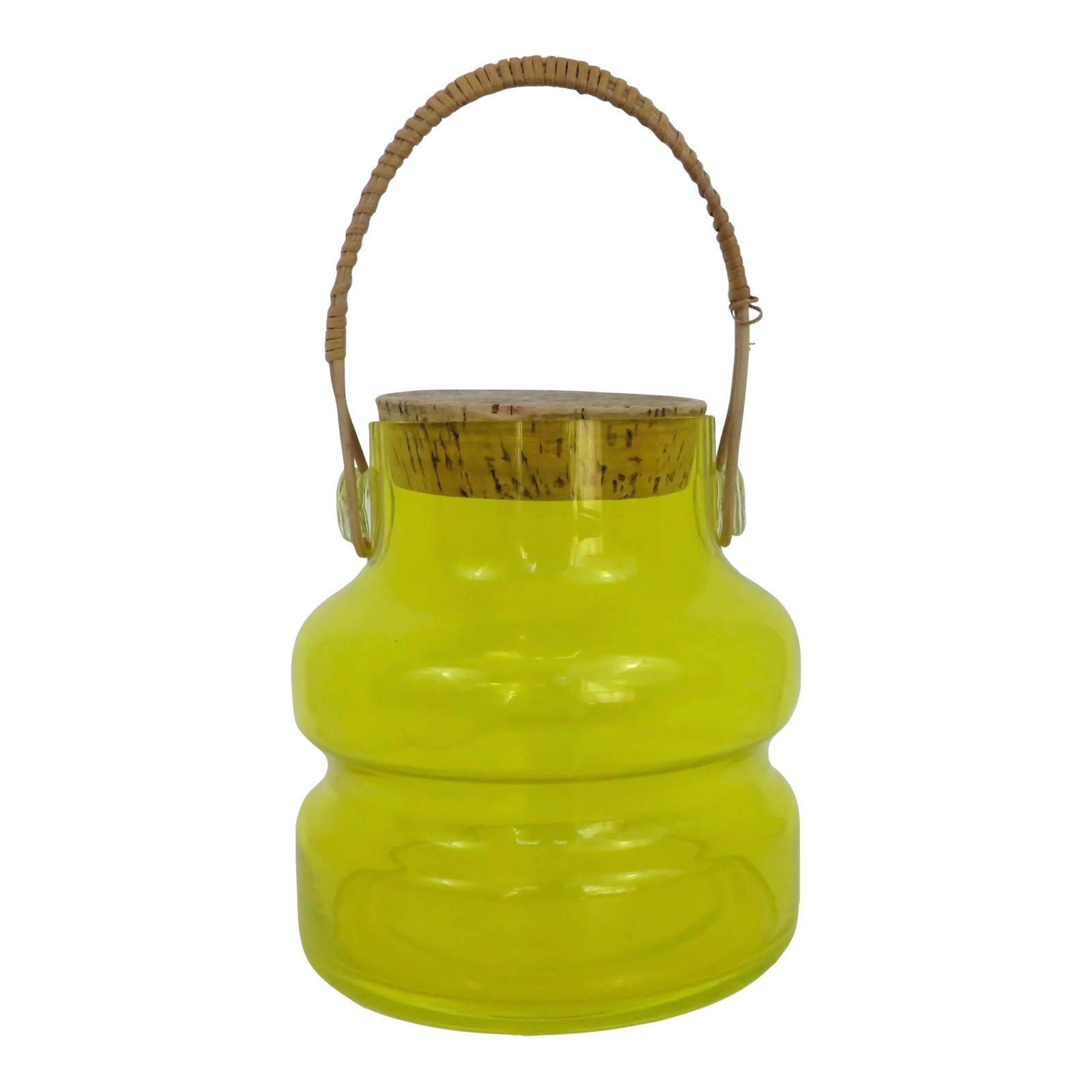 Vintage Neon Yellow Glass Jar | Chairish
