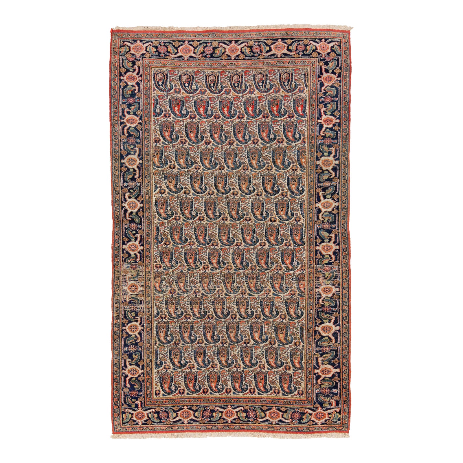 4 X 6 Antique Malayer Persian Beige Wool Rug With Boteh Design | Chairish