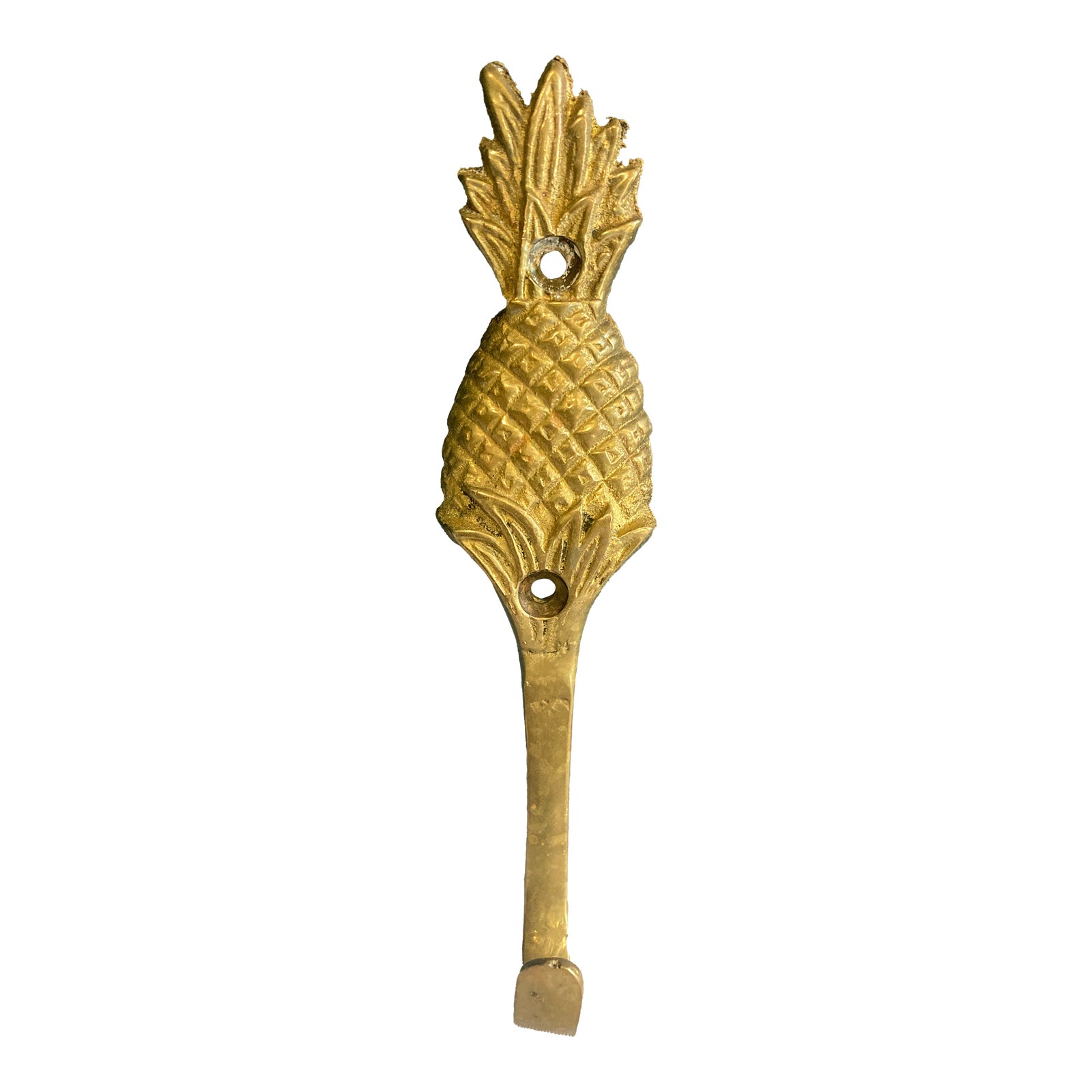 Mid 20th Century Vintage Solid Brass Pineapple Wall Hook | Chairish