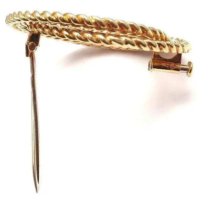 Vintage Hermes Paris 18k Yellow Gold Brooch Pin | Chairish