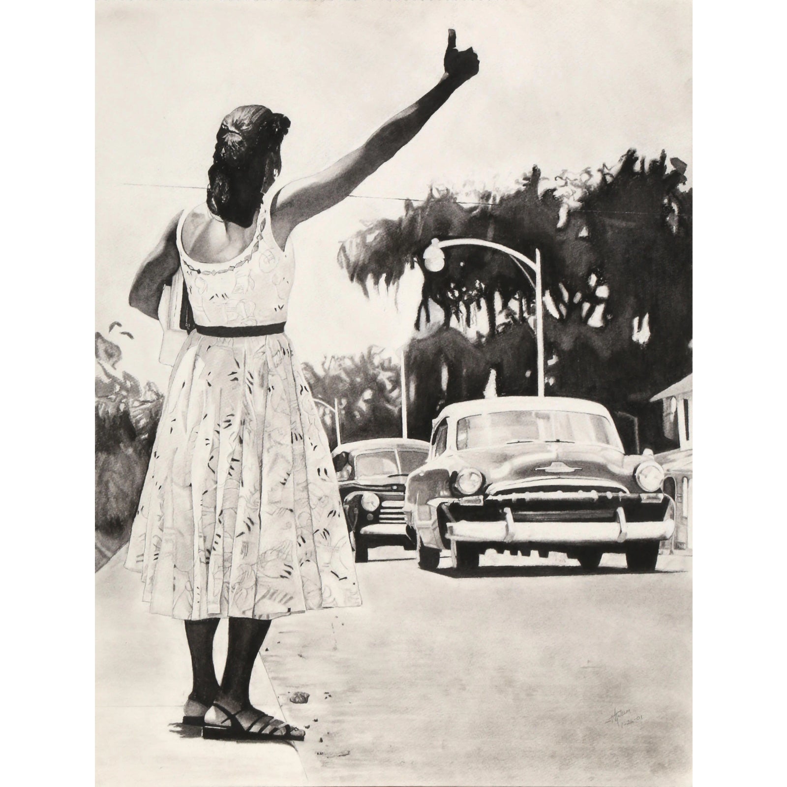 Nathaniel Tatum, Tired Feet for a Tired Soul Charcoal Drawing | Chairish