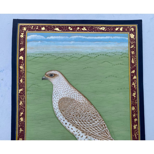 Vintage Original Hand Painted Indian Mughal Miniature Hawk and Falcon ...