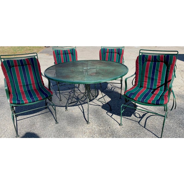 Vintage Wrought Iron MCM Patio Furniture Dining Set | Chairish