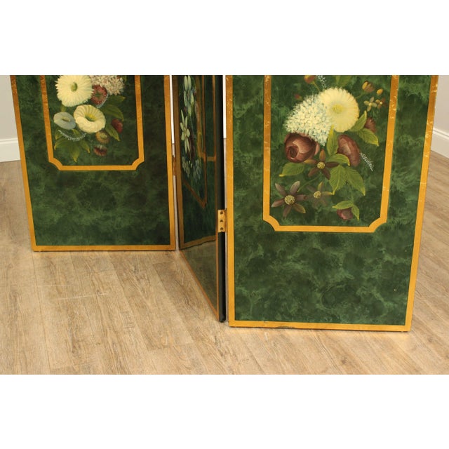 Artmax Vintage Floral Decorated Three Panel Screen | Chairish