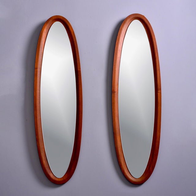 Tall Slender Mid Century Italian Oval Mirrors With Deep Set Frames ...