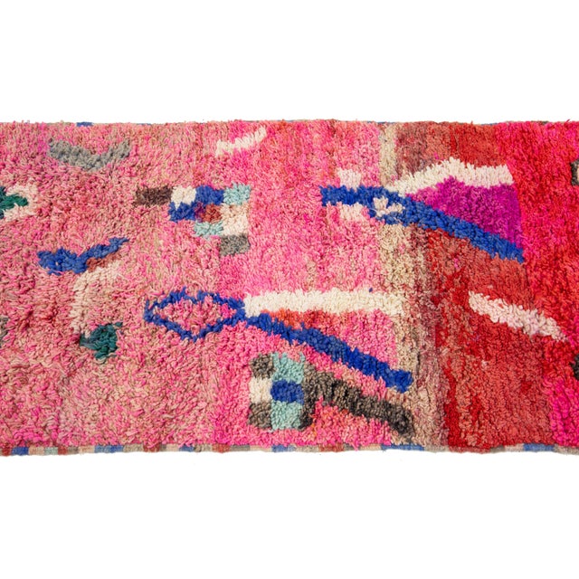 Handmade Pink Moroccan Wool Rug With Berber Pattern | Chairish