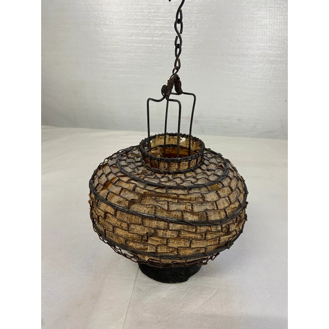 Antique Chinese Wire and Paper Lantern | Chairish