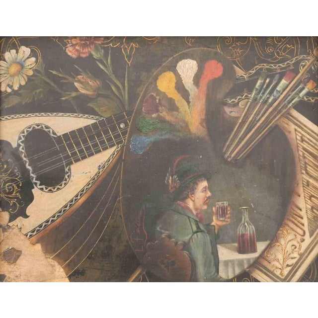 Luigi Pellin, Allegory of Art and Drinking, Early 20th Century, Oil on Canvas, Framed | Chairish