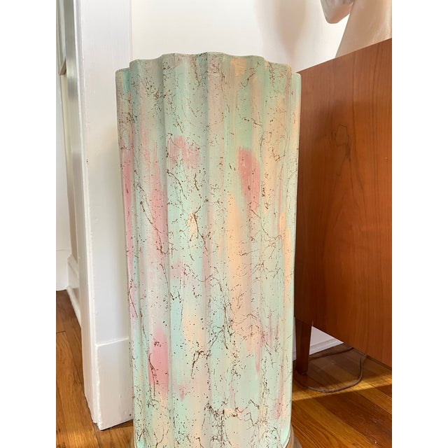 Postmodern Speckled Fluted Column Pedestal | Chairish
