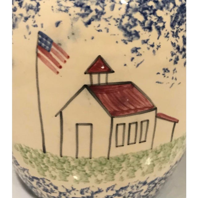 2000s Molly Dallas Handcrafted Pottery School Flag Design Water Pitcher ...