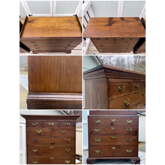 Late 20th Century 12 Drawer Tall Chest on Chest New England Style Pine ...