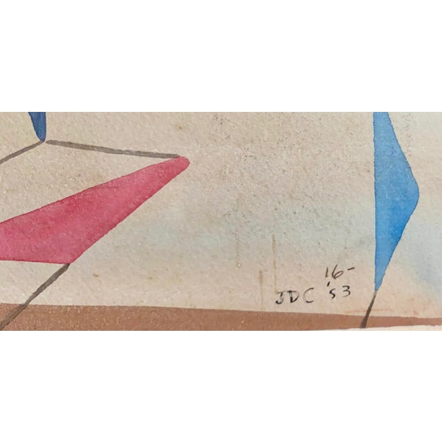 Mid-Century Modern Abstract Watercolor by Listed Artist Jane Downs ...