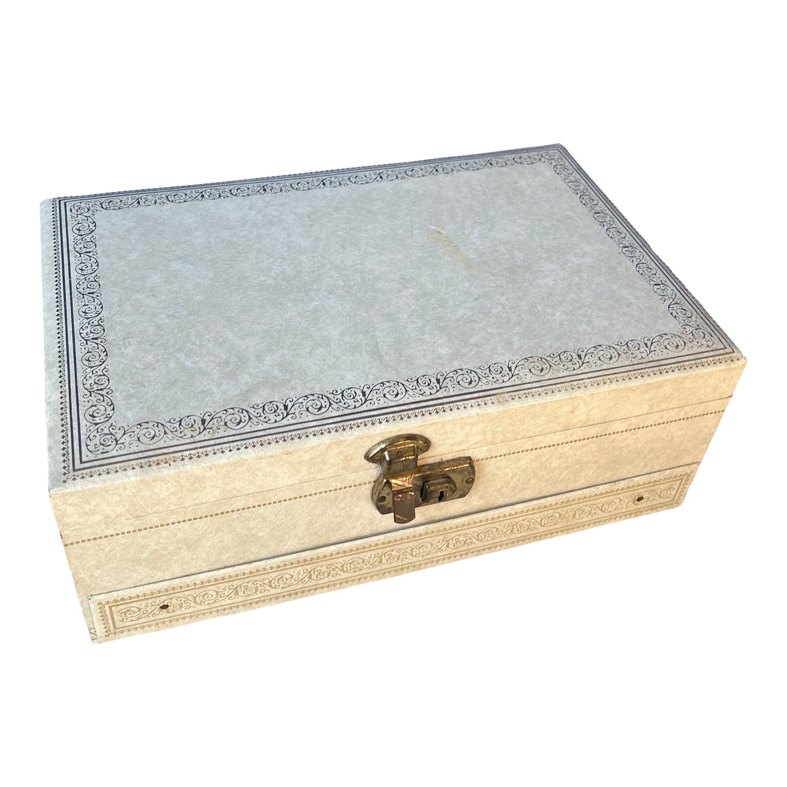 Vintage Jewelry Box With Blue Interior | Chairish