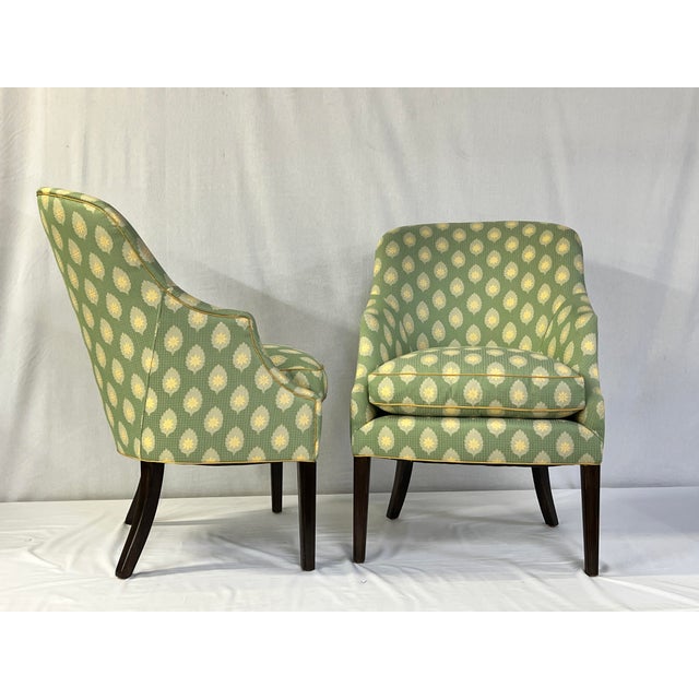 Custom High Back Tub Chairs - a Pair | Chairish