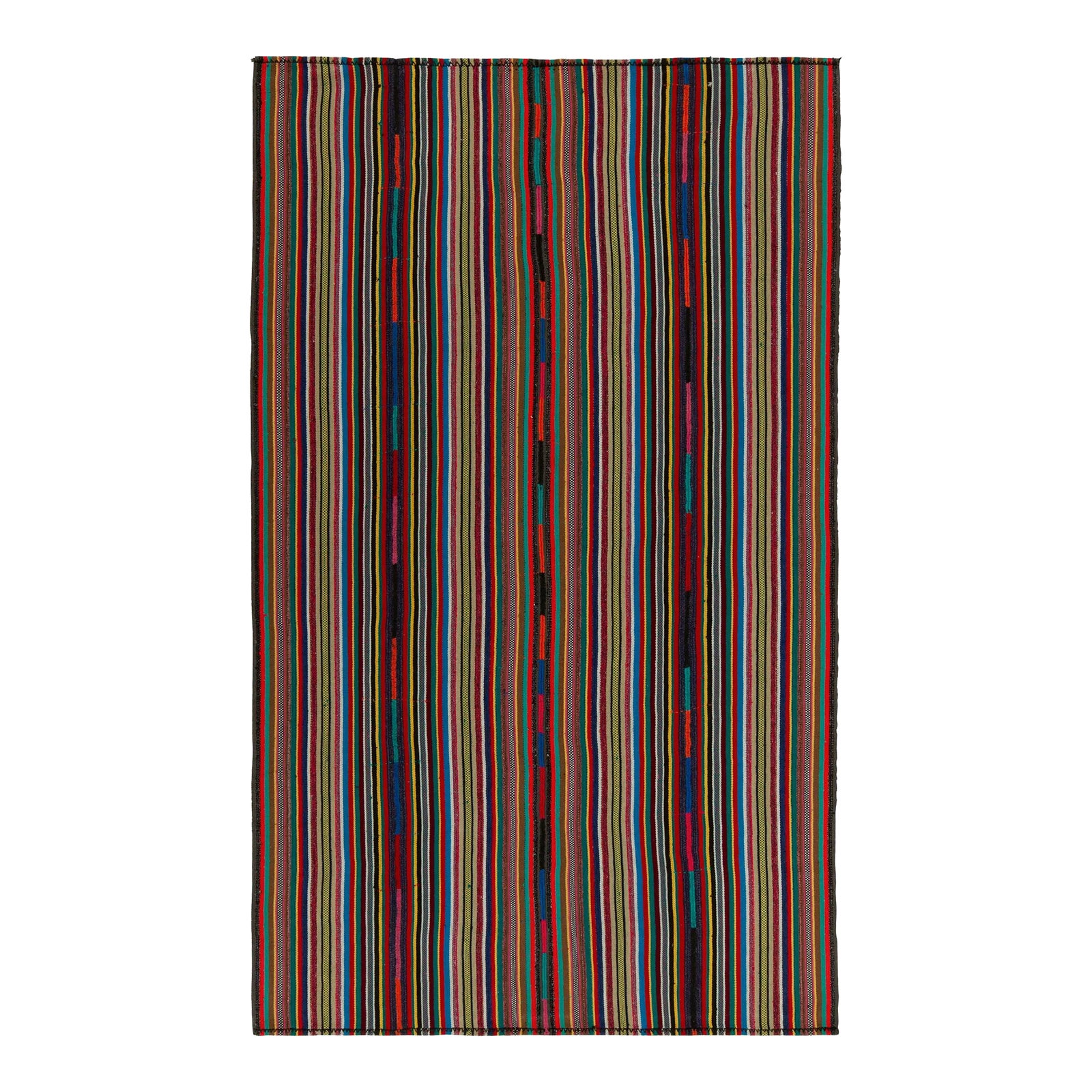 1950s Vintage Chaput Kilim Rug in Polychromatic Stripe Pattern ...