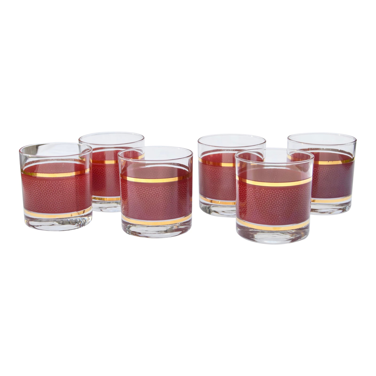 Mid 20th Century Gold-Rimmed Culver Rocks Glasses- Set of 6 | Chairish