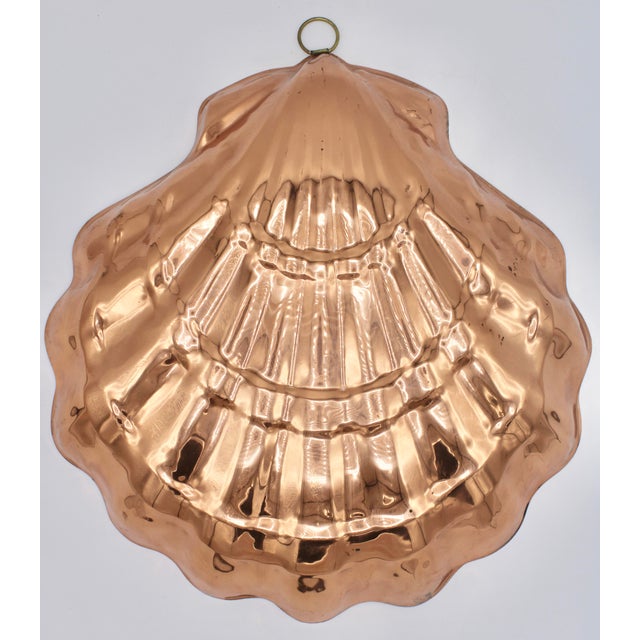 Large Vintage Copper Clam Shell Hanging Mold | Chairish