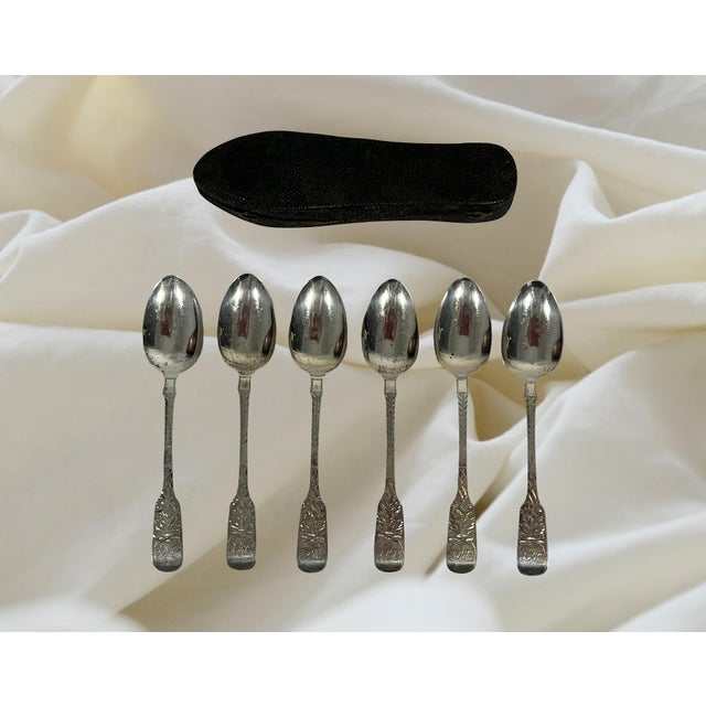 Antique Sterling Silver English Teaspoons, Original Shagreen Box, Dated ...