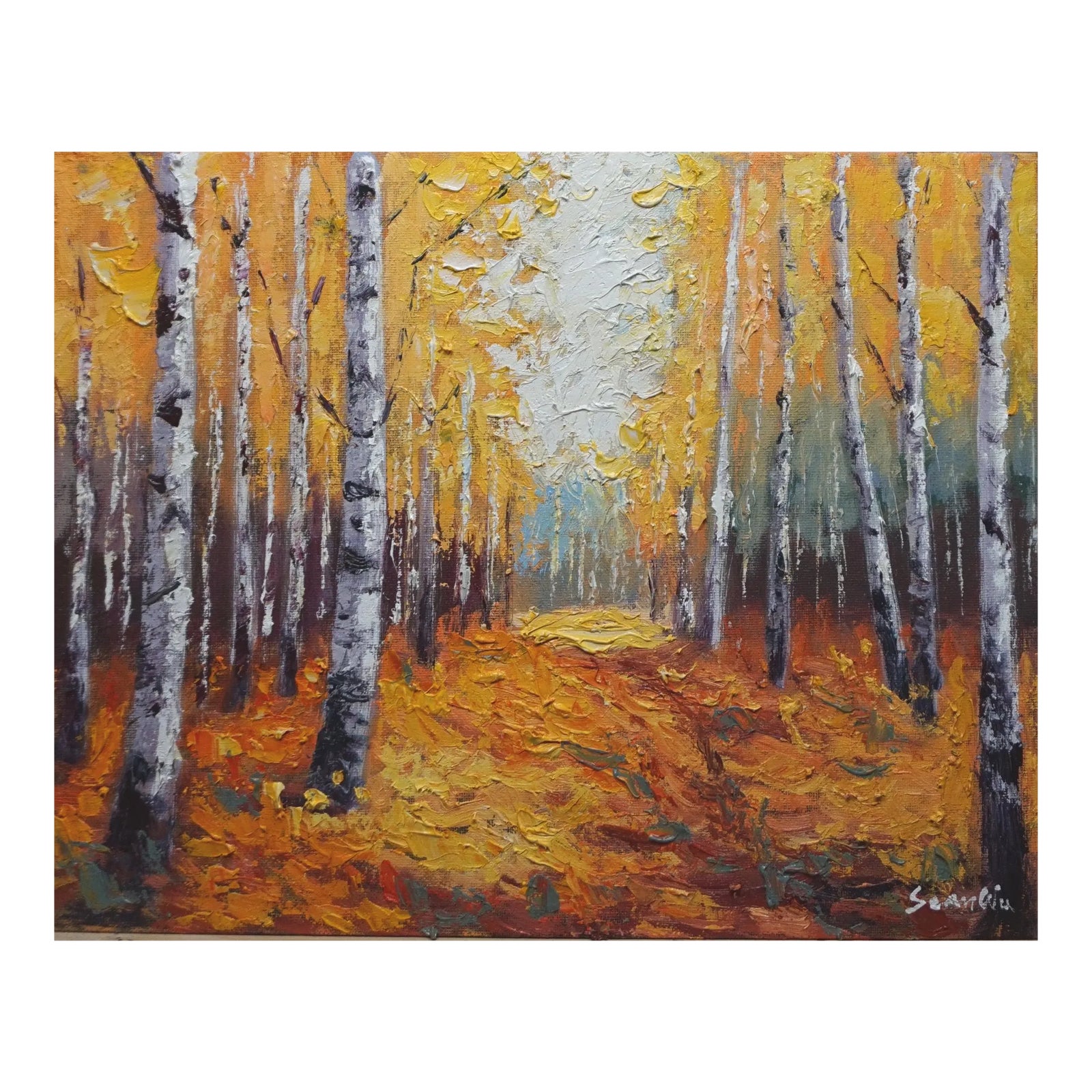 Original Impressionist Style Oil Painting of an Aspen Tree | Chairish