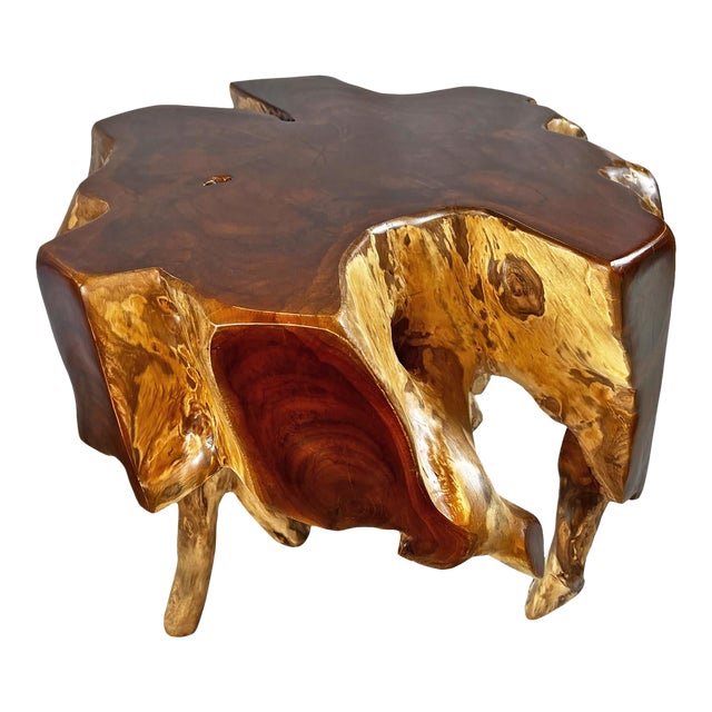 Organic Teak Root Side Table | Chairish