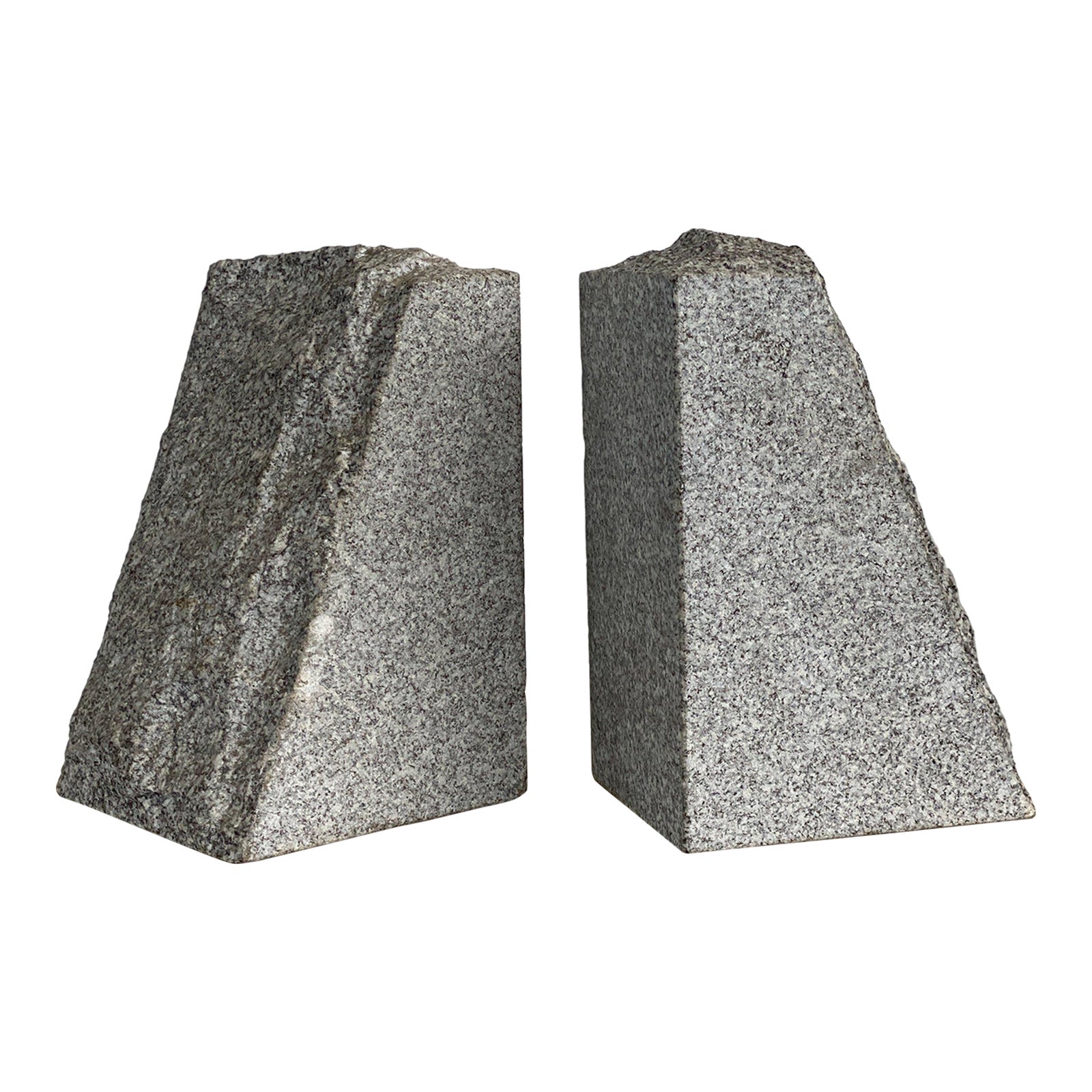 Vintage Carved Granite Block Wedge Bookends, a Pair, Circa 1960s | Chairish