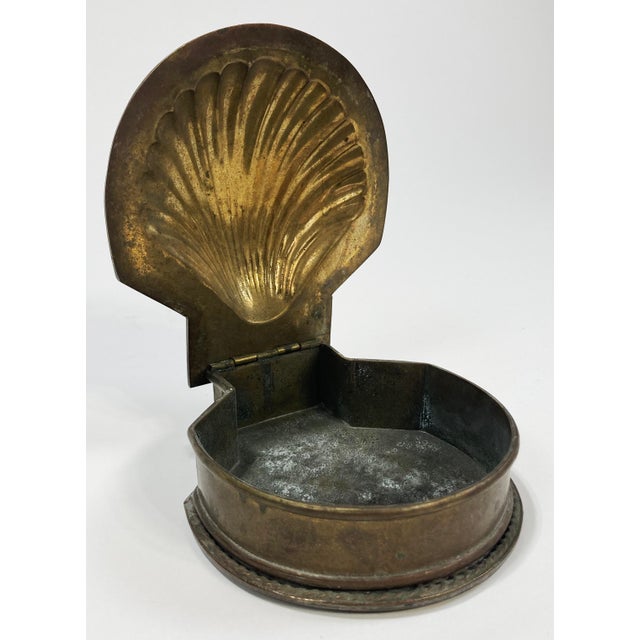 Vintage Lidded Brass Clam Shell Motif Box | Chairish