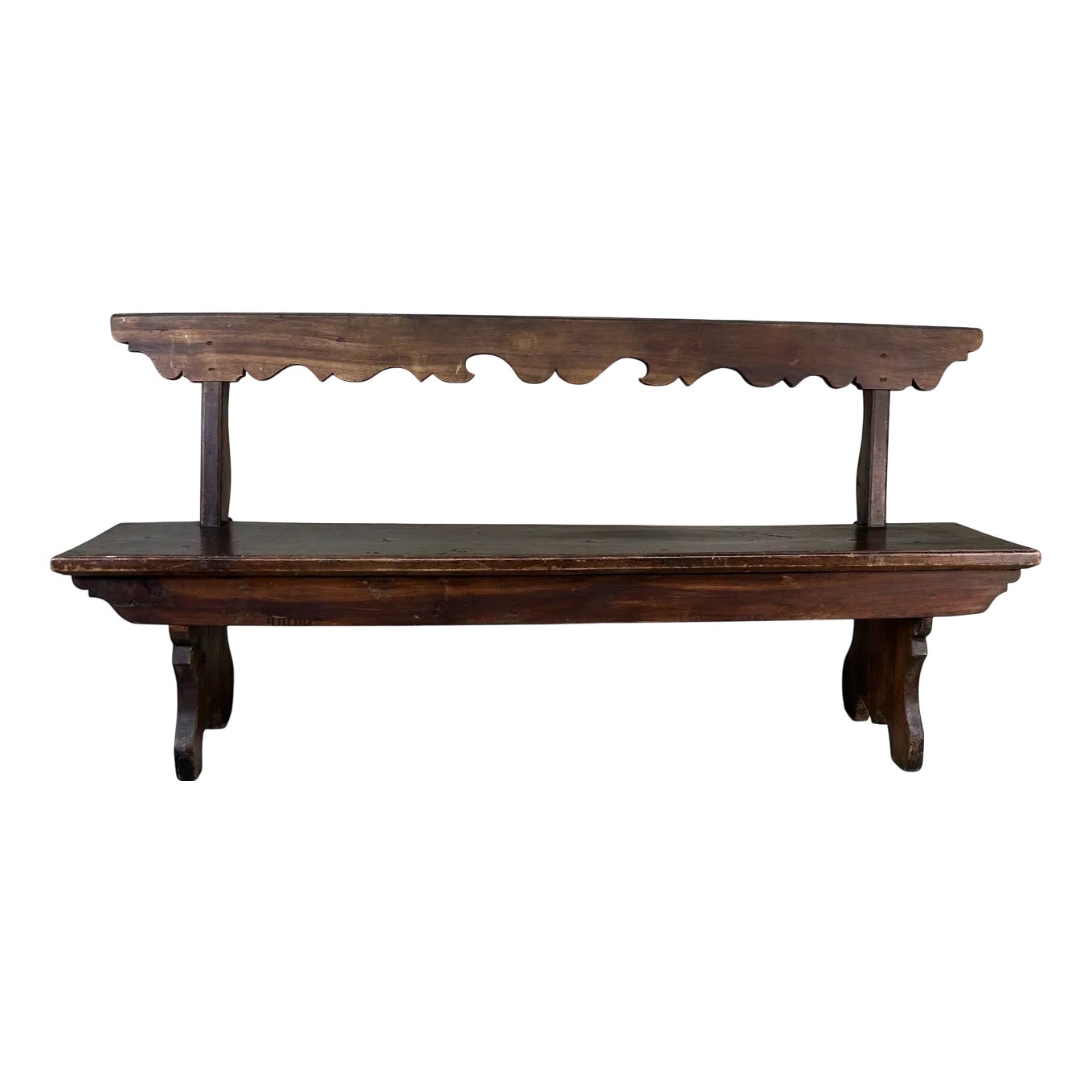 Antique Swiss Wooden Bench, 1890s | Chairish