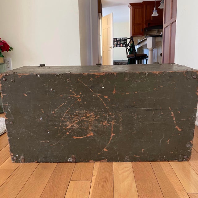 1950's United States Army Military Painted Wood Foot Locker Chest Trunk ...