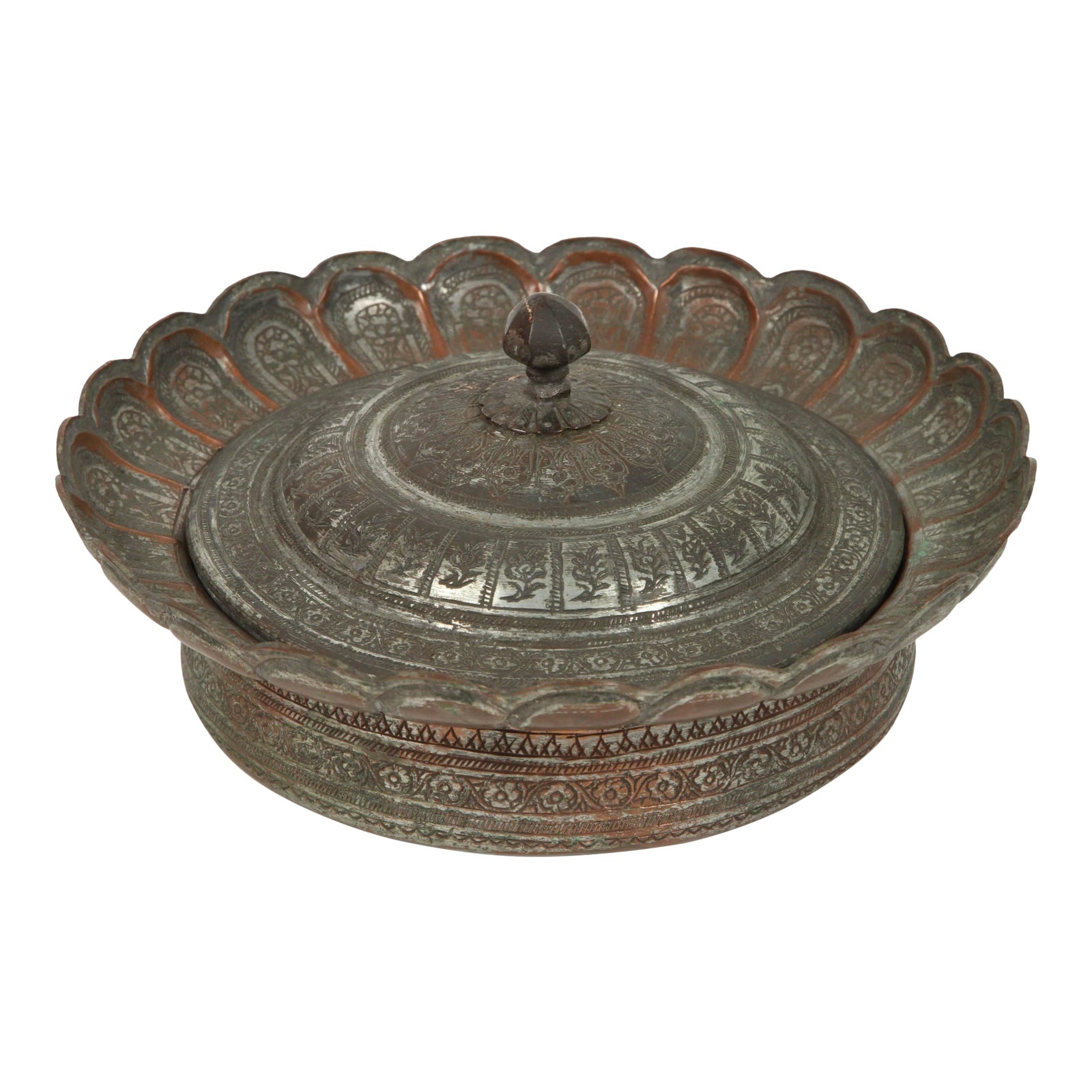 Decorative Tinned Copper Persian Box With Lid | Chairish
