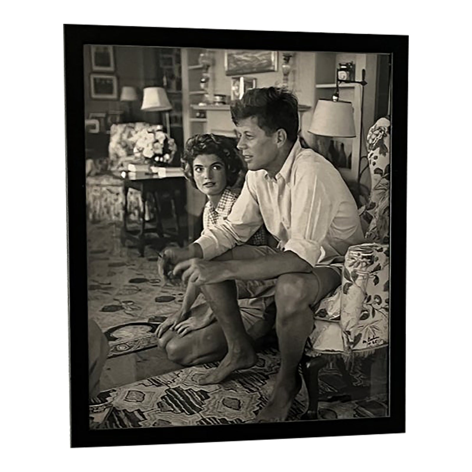 John F And Jackie Kennedy 1953 Black And White Figurative Photograph