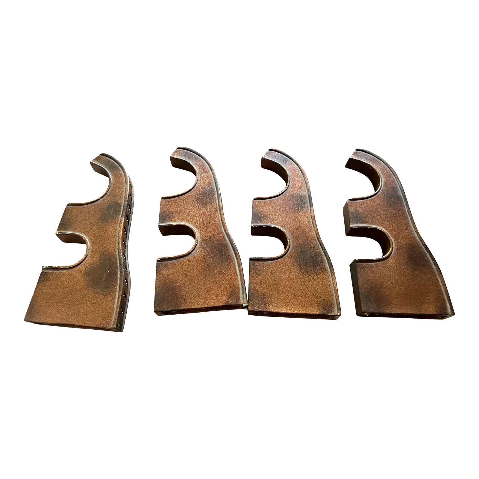 2000s Decorator Heavy Duty Carved “Double” Drapery Rod Brackets Poles ...